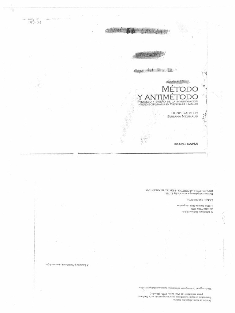Calello, Neuhaus - Metodo y Antimetodo. Primera Parte | PDF