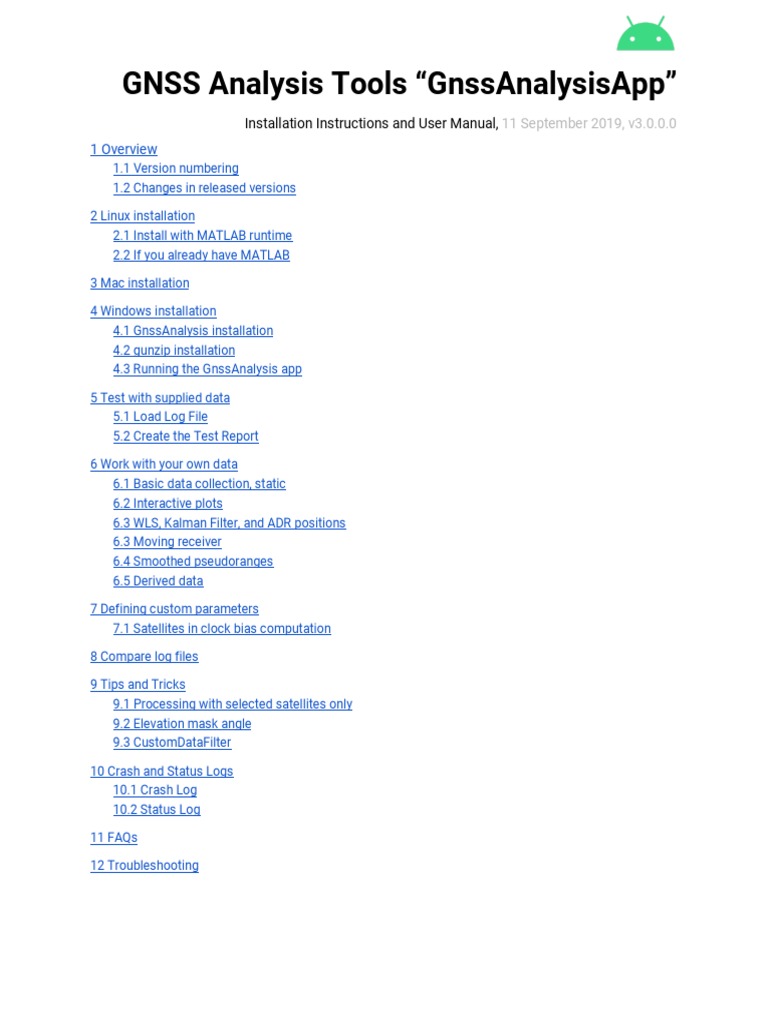 Installation and User Manual GNSS Analysis App v3000 | PDF | Global ...