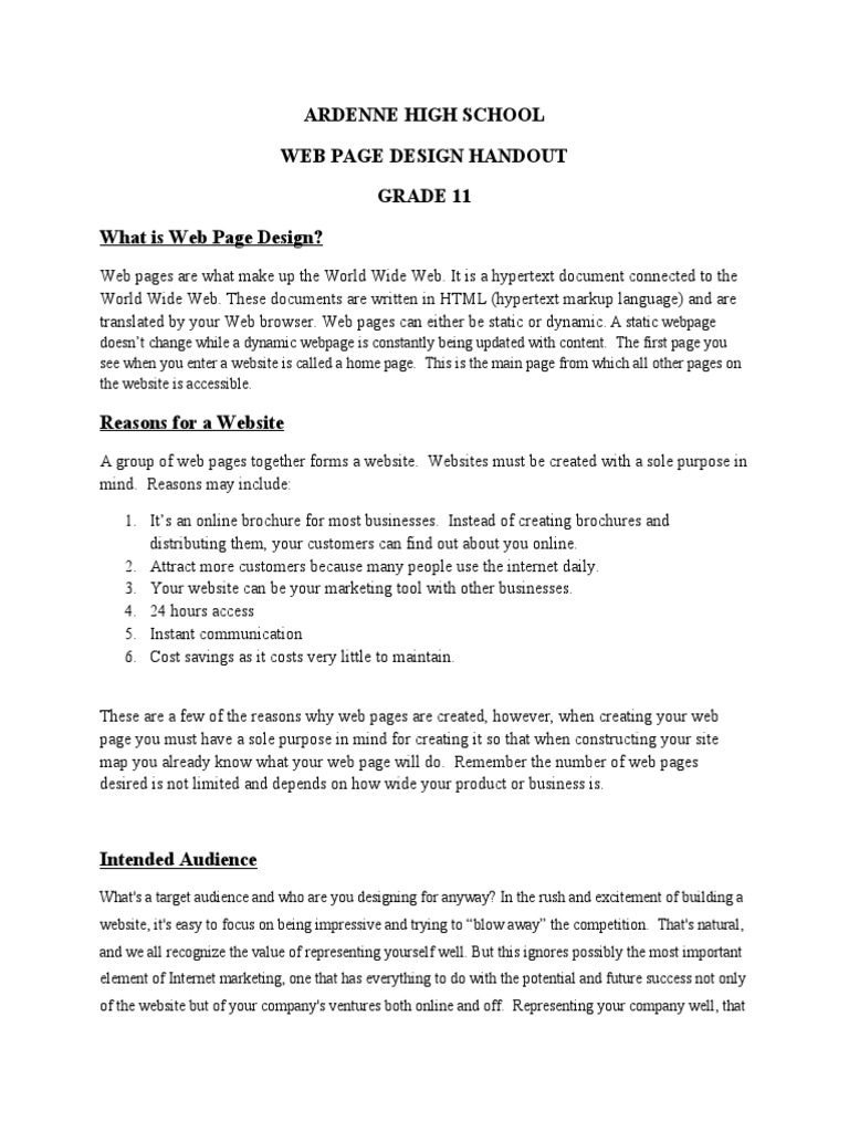 Web Page Handout | PDF | Html Element | Html