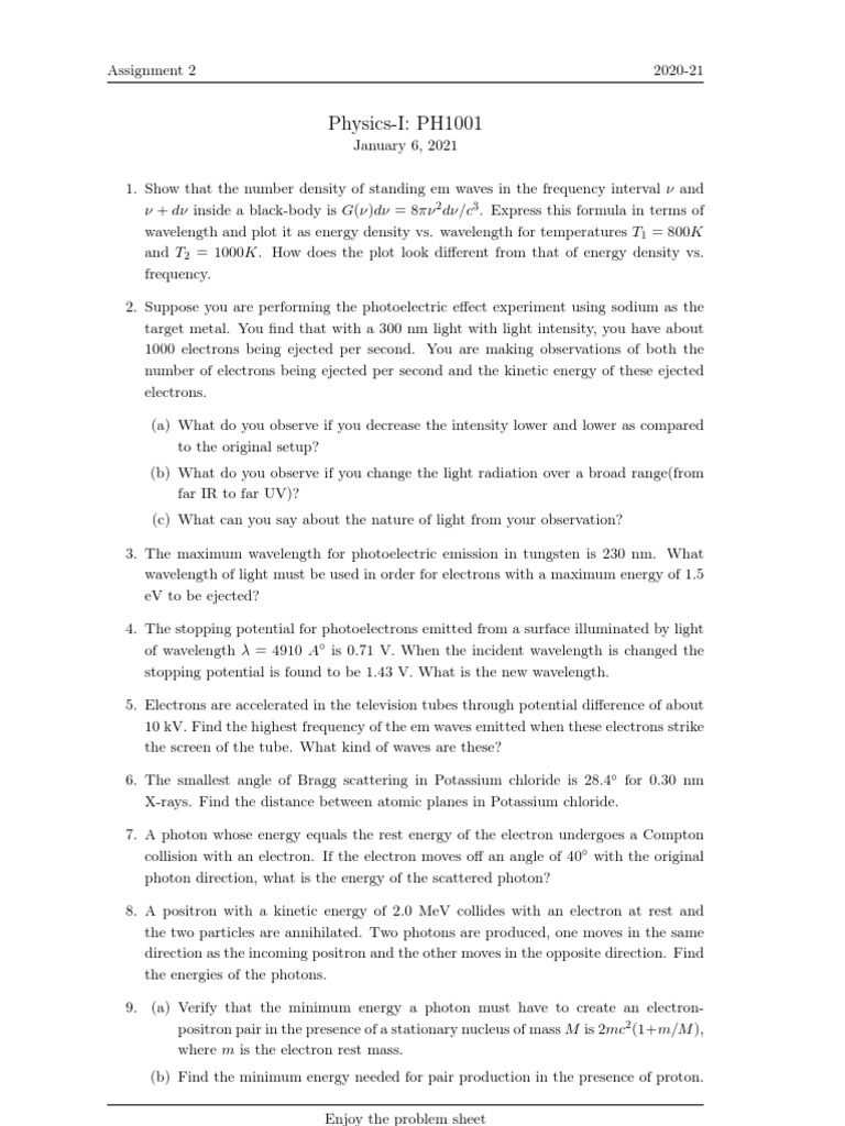 Assignment 2&3 | Download Free PDF | Electron | Electronvolt