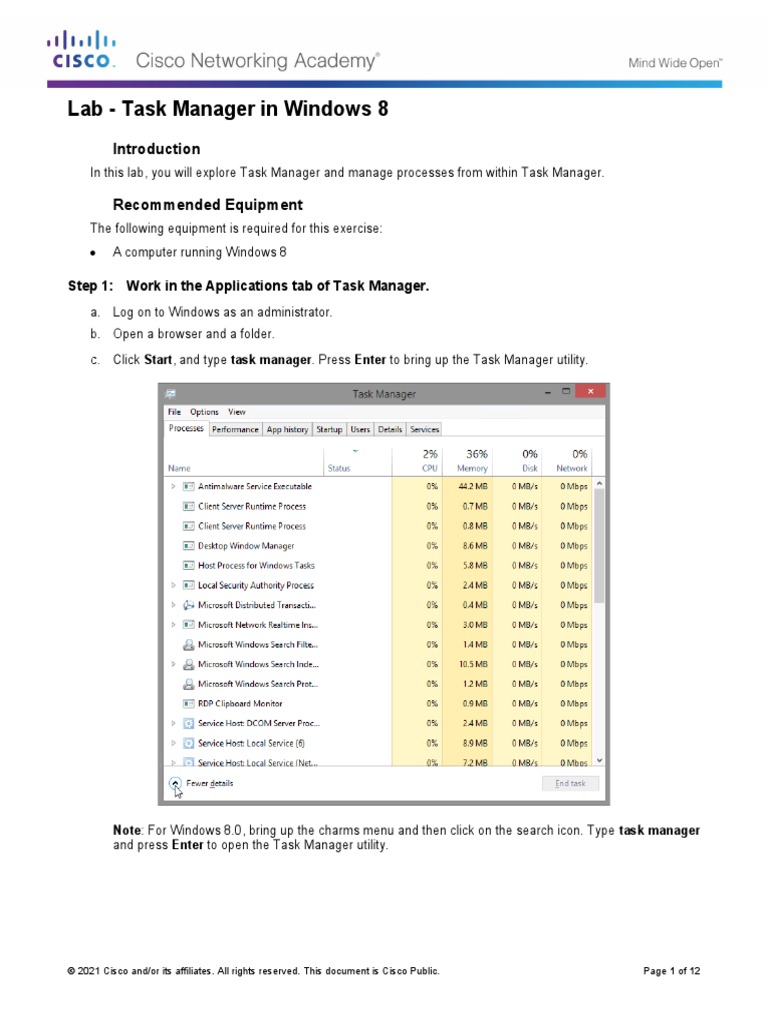 6.1.1.5 Lab - Task Manager in Windows 8 | PDF | Microsoft Windows ...
