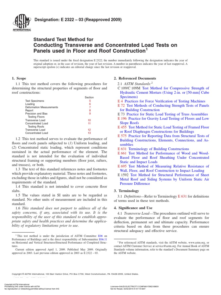 Conducting Transverse and Concentrated Load Tests On Panels Used in ...