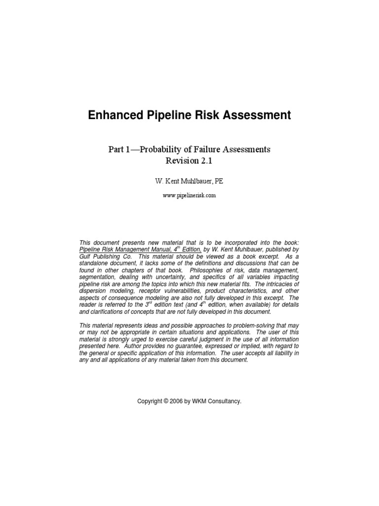 Enhanced Pipeline Risk Assessment: Part 1-Probability of Failure ...
