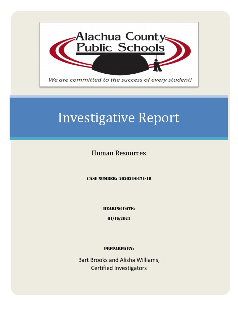 Arduser Investigative Report (Redacted) | PDF | Bullying | Human Nature