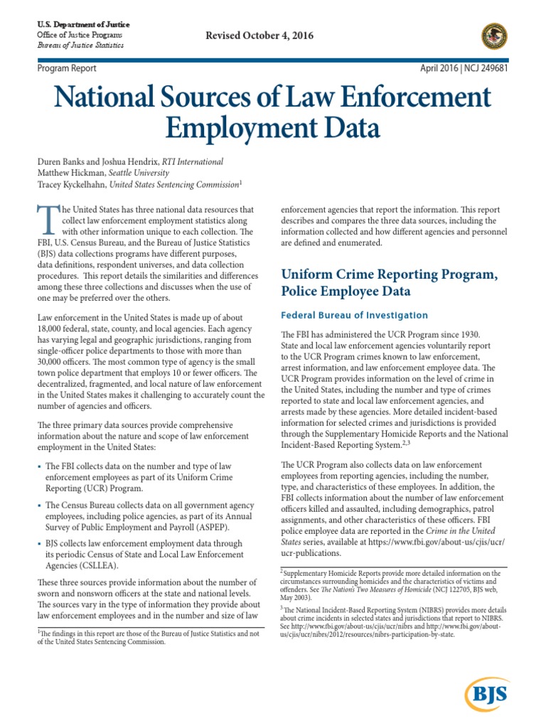 National Sources of Law Enforcement Employment Data | Download Free PDF ...