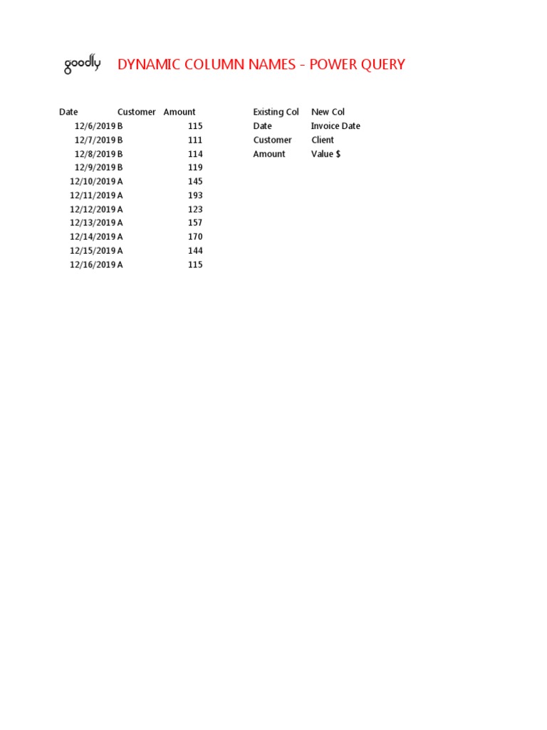 Dynamic Column Headers in PowerQuery 2 | PDF