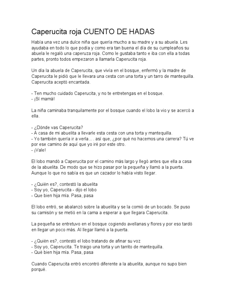Caperucita Roja CUENTO DE HADAS INGLES QUIZ | PDF | Caperucita Roja | Lobos