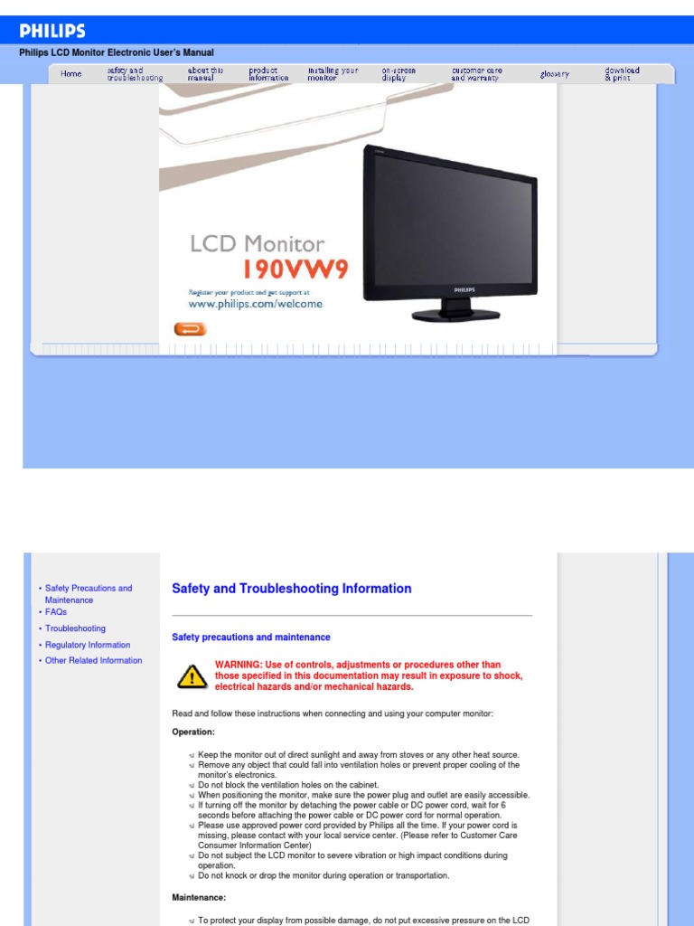Philips LCD Monitor Electronic User's Manual | PDF | Liquid Crystal ...