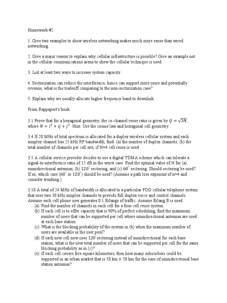 Wireless Networking Examples Cellular Infrastructure Capacity ...