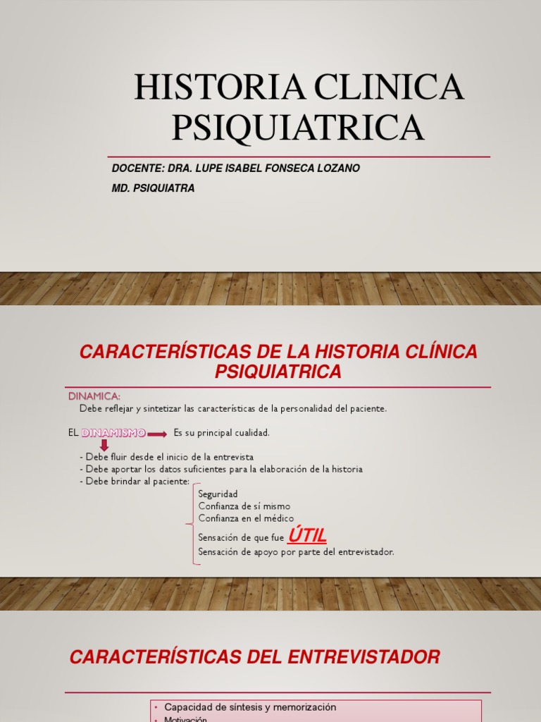Historia Clinica Psiquiatrica Power Point | PDF | Historial médico | Medicina
