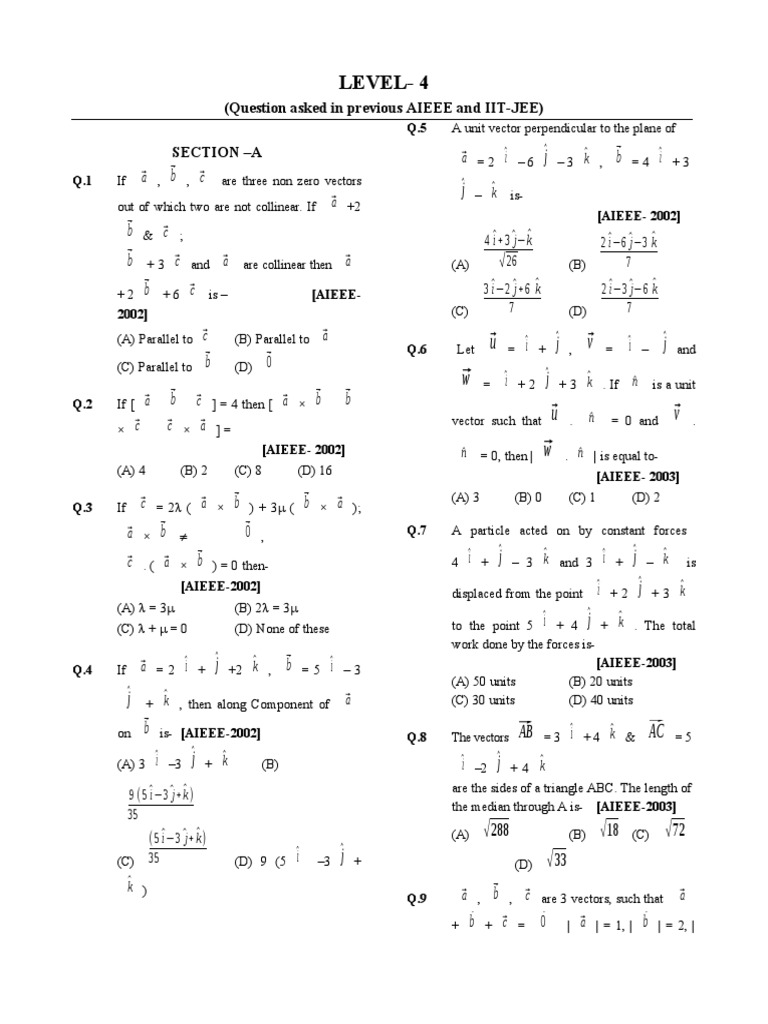 Vectors Iit Questions | Download Free PDF | Triangle | Geometry