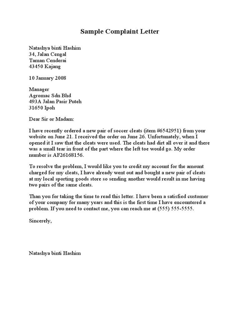 Customer Complaint on Defective Item | PDF