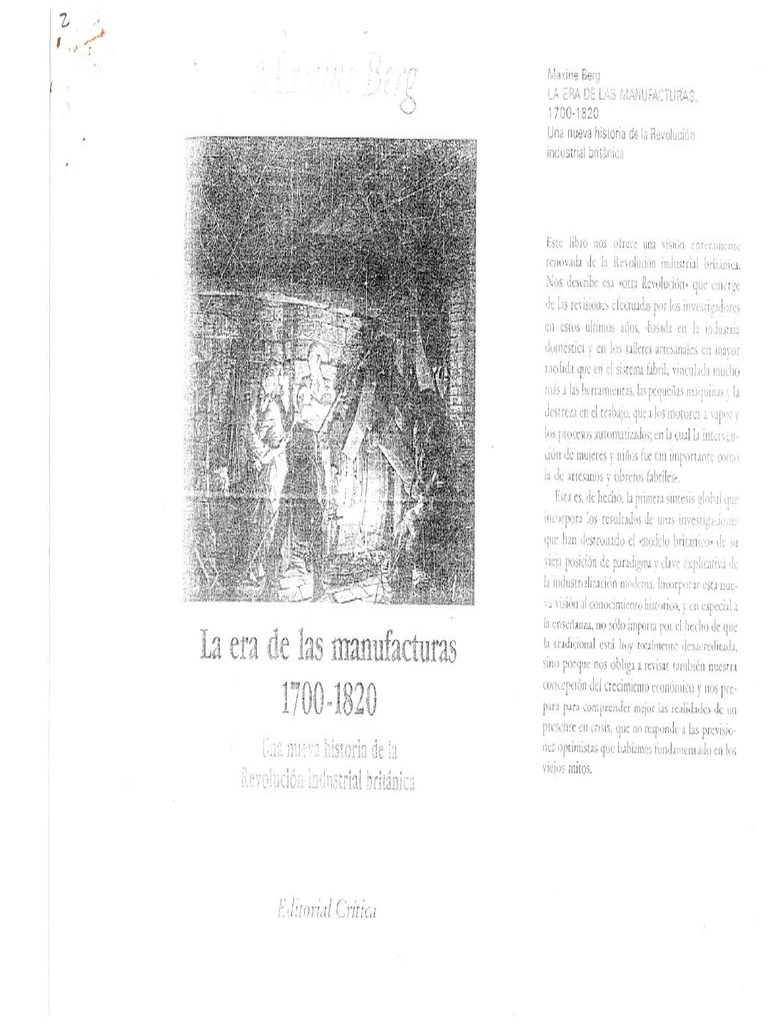 Maxine Berg - La Era de Las Manufacturas | PDF