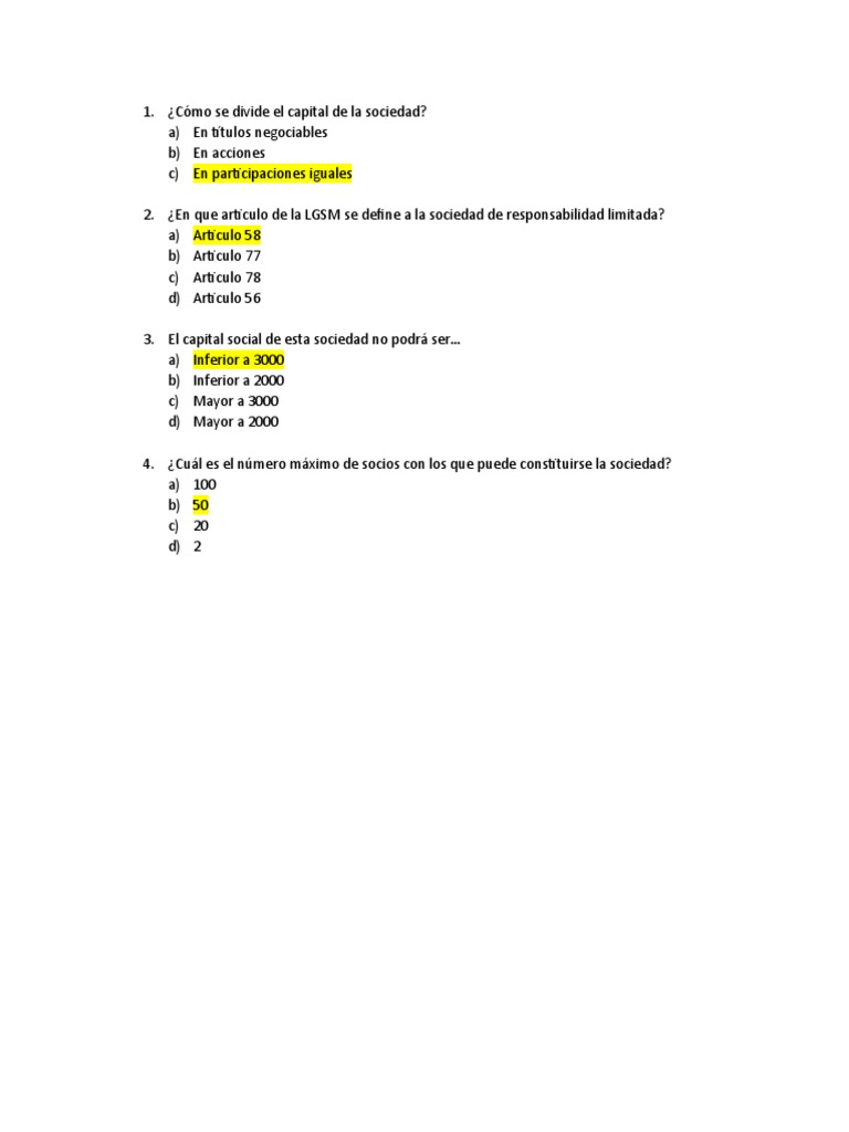 Sociedad de Responsabilidad Ilimitada Preguntas | PDF