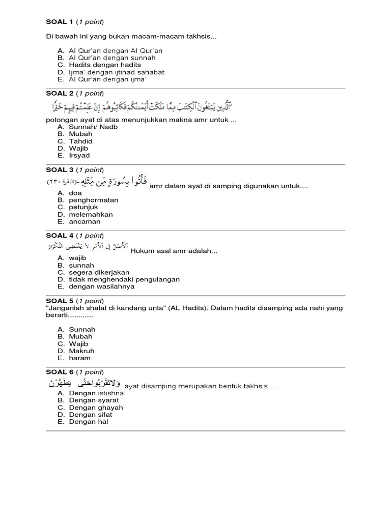 Soal Amr Nahi Am Khas | PDF