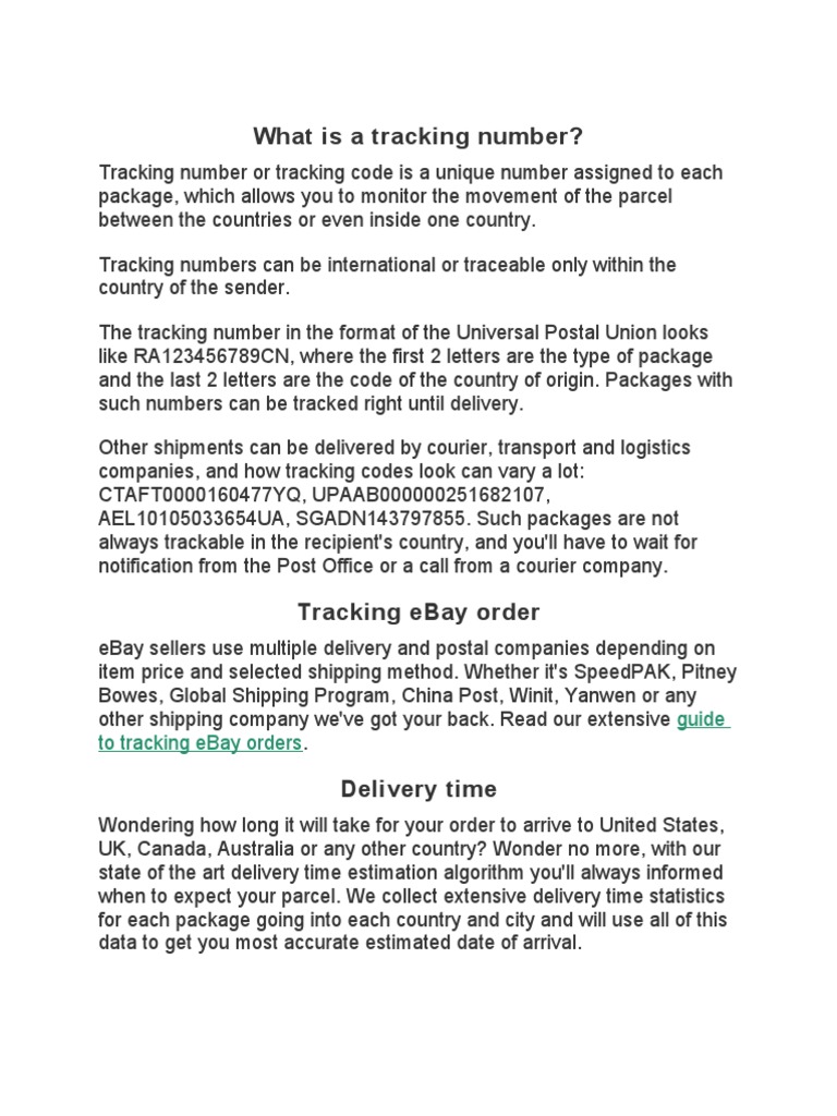 What Is A Tracking Number?: Guide To Tracking Ebay Orders | PDF