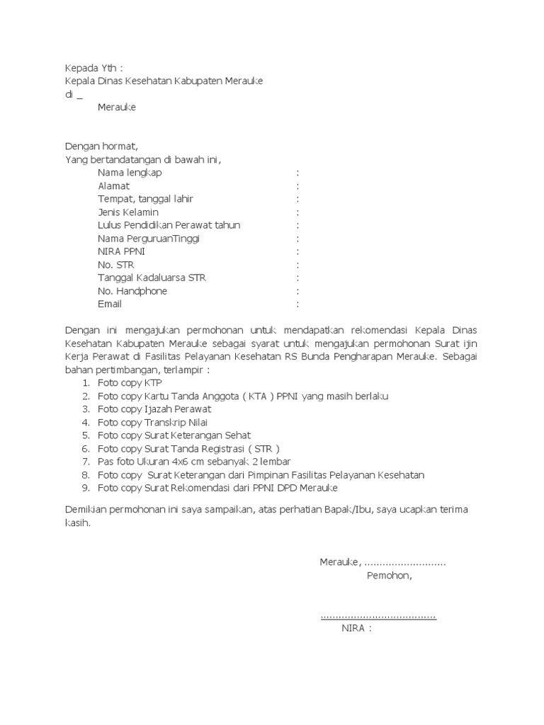 Blanko Rekomendasi Sip Dinkes | PDF