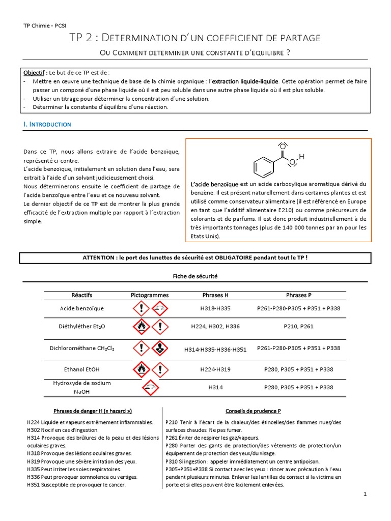 Coefficient de Partage en Extraction Liquide | PDF | Titrage | Chimie
