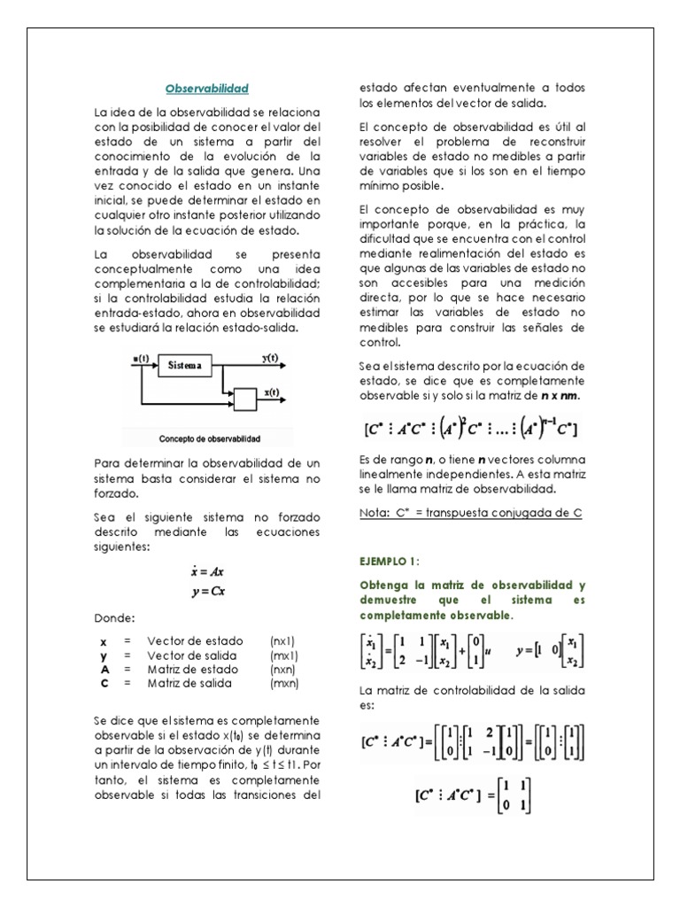 07 - Observabilidad | PDF | Matriz (Matemáticas) | Álgebra lineal