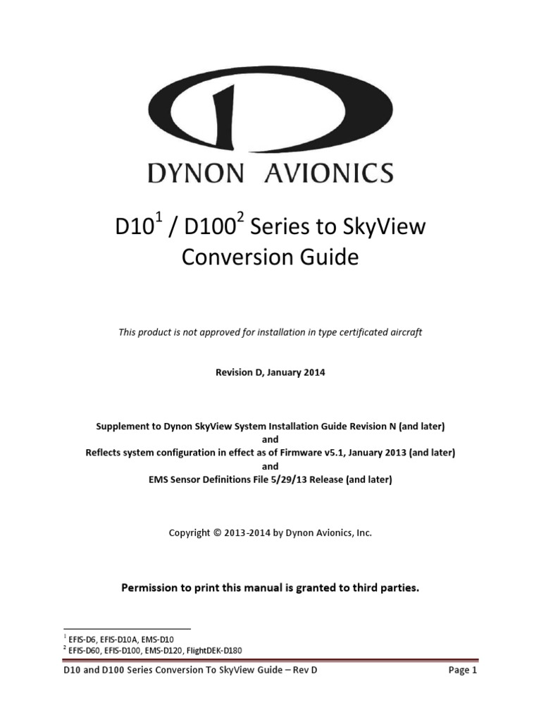 D10 D100 Series To Skyview Conversion Guide Rev D Pdf Legal Remedy