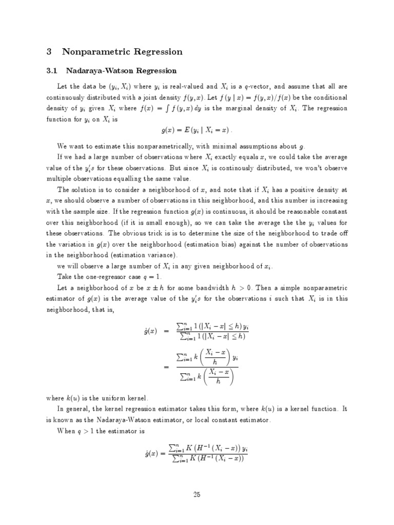 Nadaraya-Watson Nonparametric Regression | PDF | Errors And Residuals ...