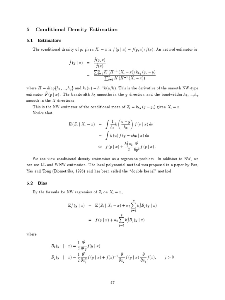 4 Conditional Density Estimation | PDF | Estimator | Analysis