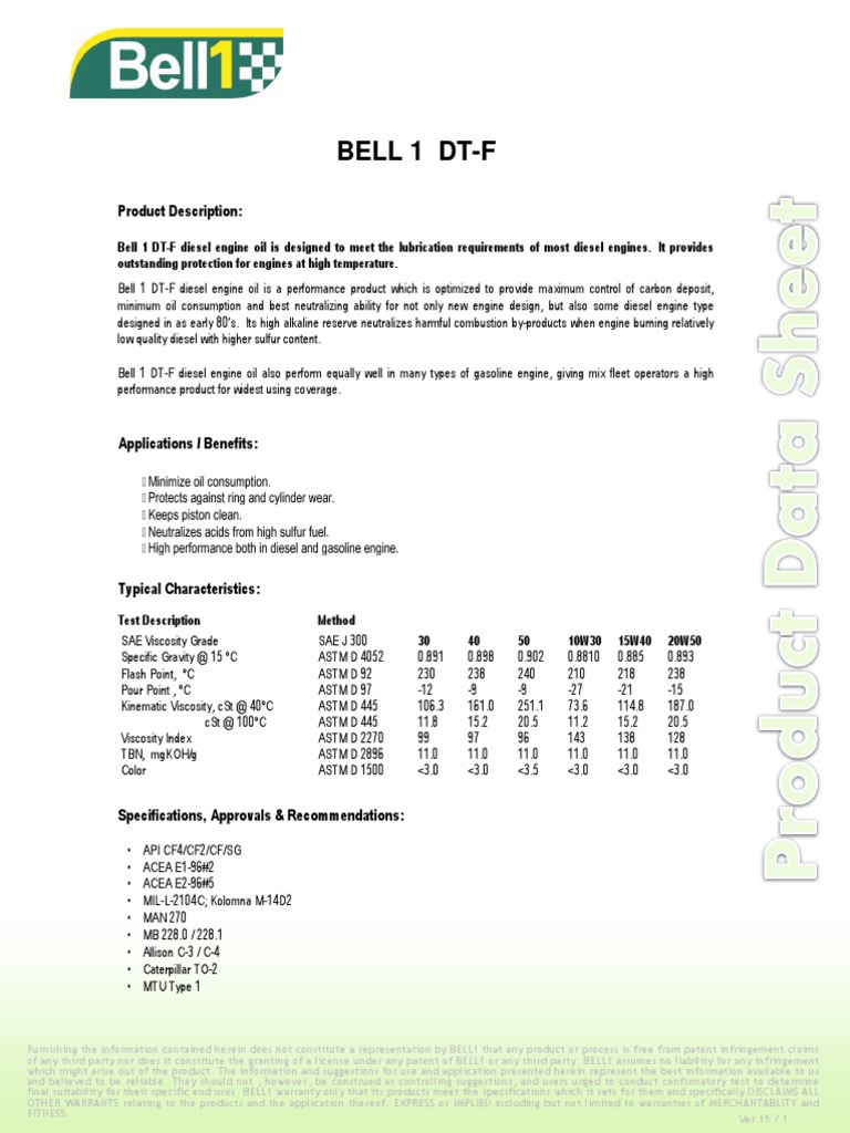 Bell 1 DT-F: Product Description | PDF | Motor Oil | Oils