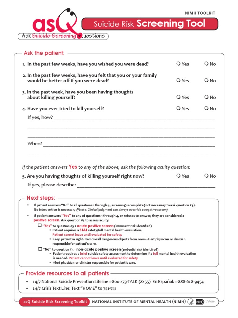 Screening Tool Asq Nimh Toolkit 155867 | PDF | Screening (Medicine) | Risk