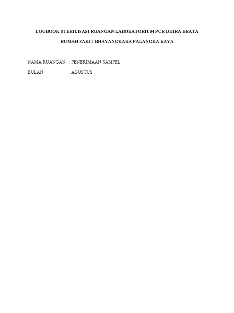 Logbook Sterilisasi Ruangan Laboratorium PCR Dhira Brata | PDF