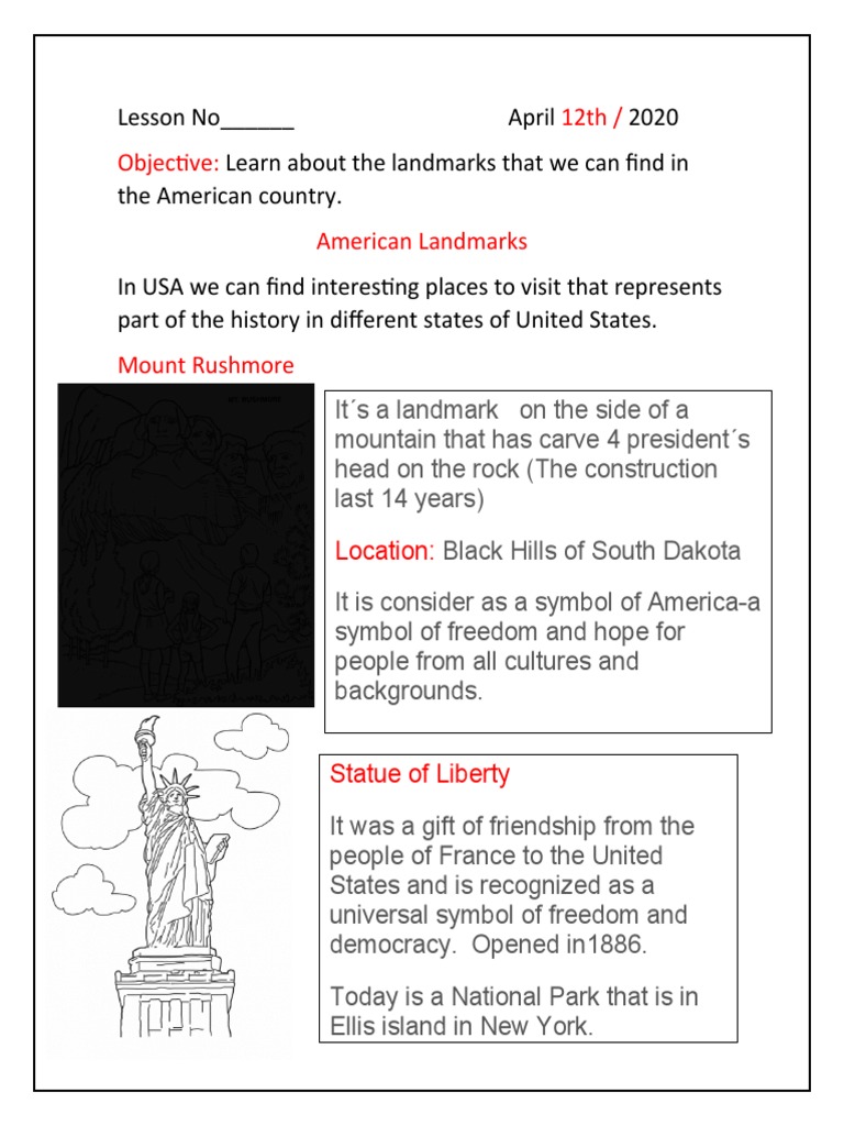 Lesson No - April 2020 Learn About The Landmarks That We Can Find in ...
