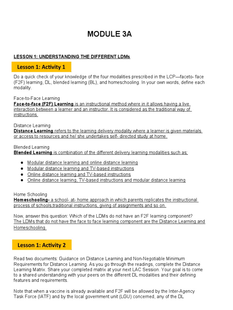 Module 3a | PDF | Educational Assessment | Distance Education