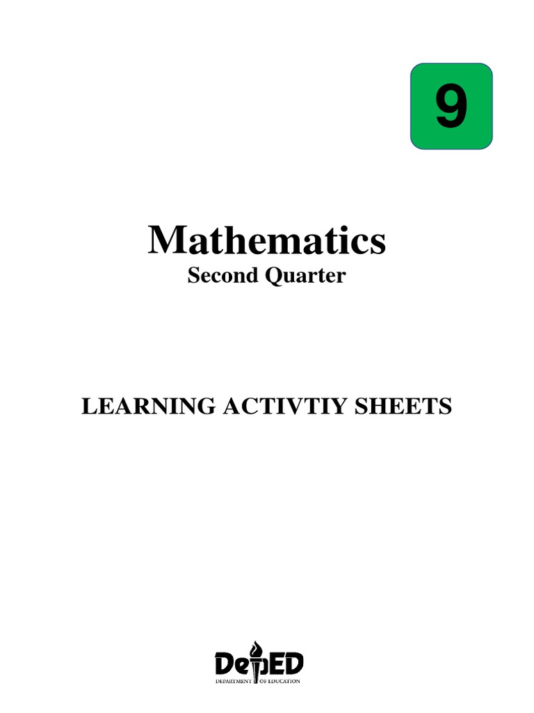 Grade 9 Q2 Mathematics LAS | PDF | Variable (Mathematics) | Equations