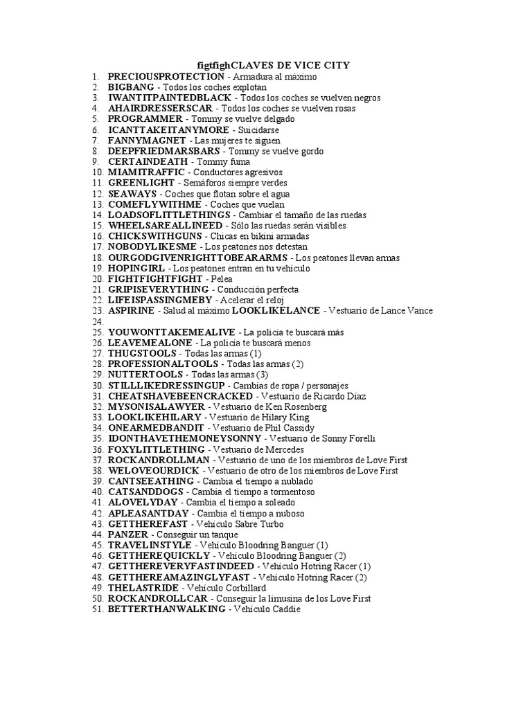 CLAVES DE VICE CITY | Ocio