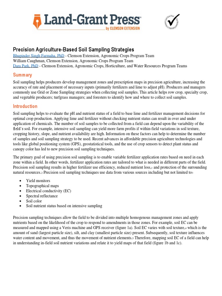 Precision Agriculture-Based Soil Sampling Strategies: Bhupinder Singh ...