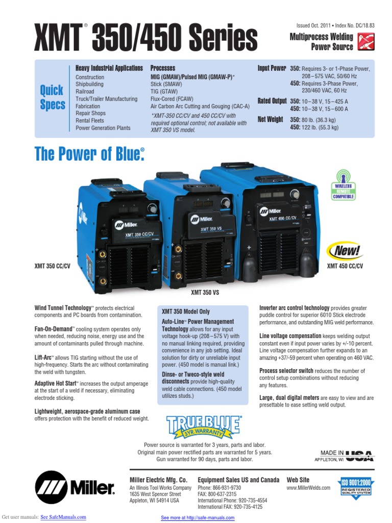 XMT 350/450 Series: The Power of Blue | PDF | Welding | Construction