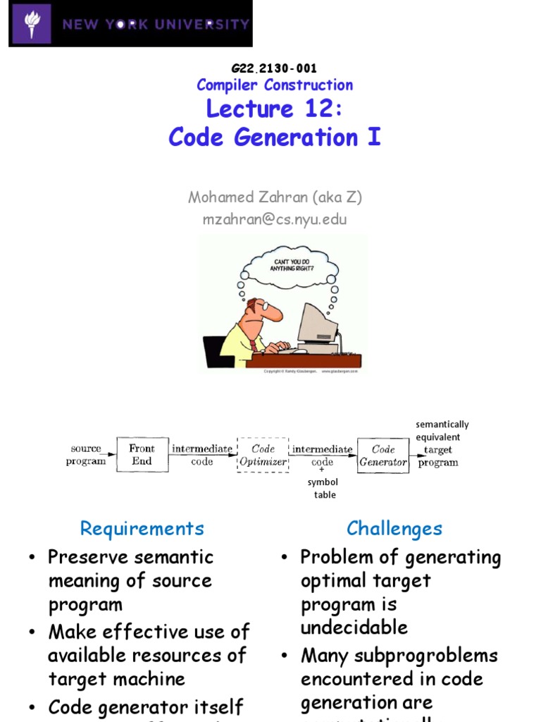 Code Generation I: Compiler Construction | PDF | Computer Program ...