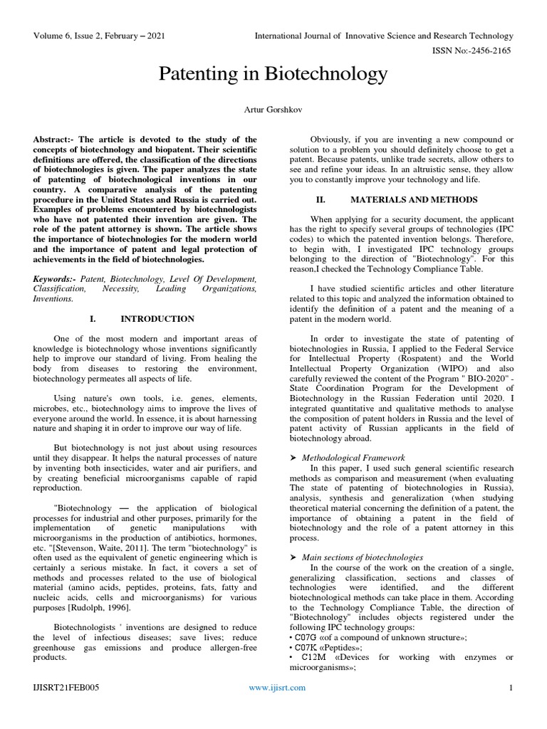 Biotech Patenting Insights | PDF | Patent | Biotechnology