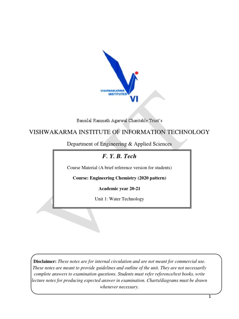 Notes - Unit 1 - Water Technology (2020) | PDF | Ion Exchange | Water ...