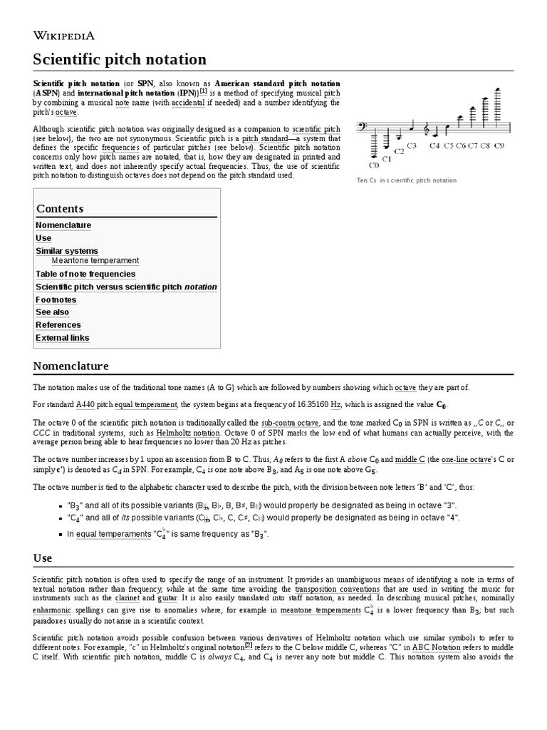 Scientific Pitch Notation | PDF | Pitch (Music) | Musical Notation Scientific Pitch Notation | PDF | Pitch (Music) | Musical Notation