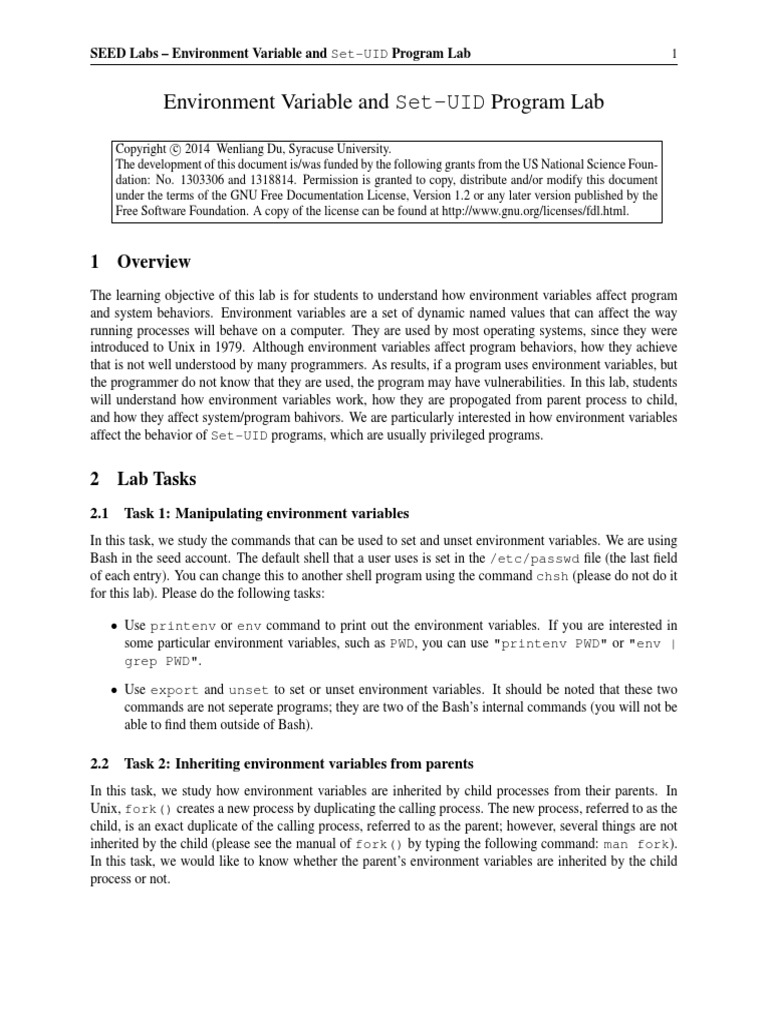 Lab 1 - Environment Variable and SetUID | PDF | Library (Computing) | Utility Software