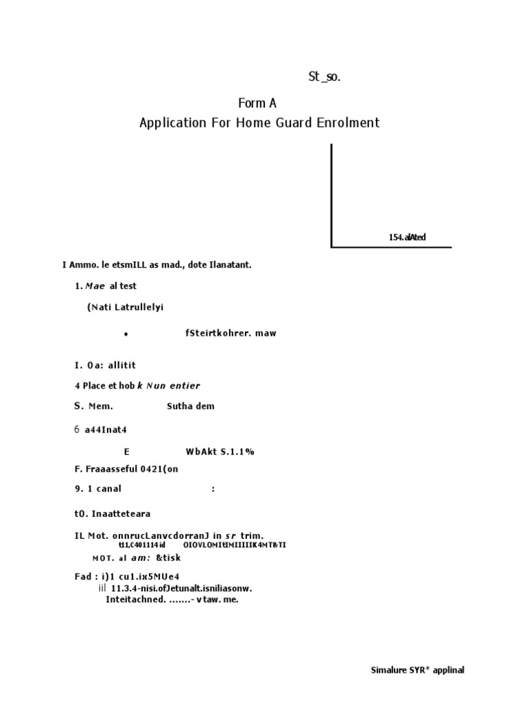 ST - So. Form A Application For Home Guard Enrolment | PDF