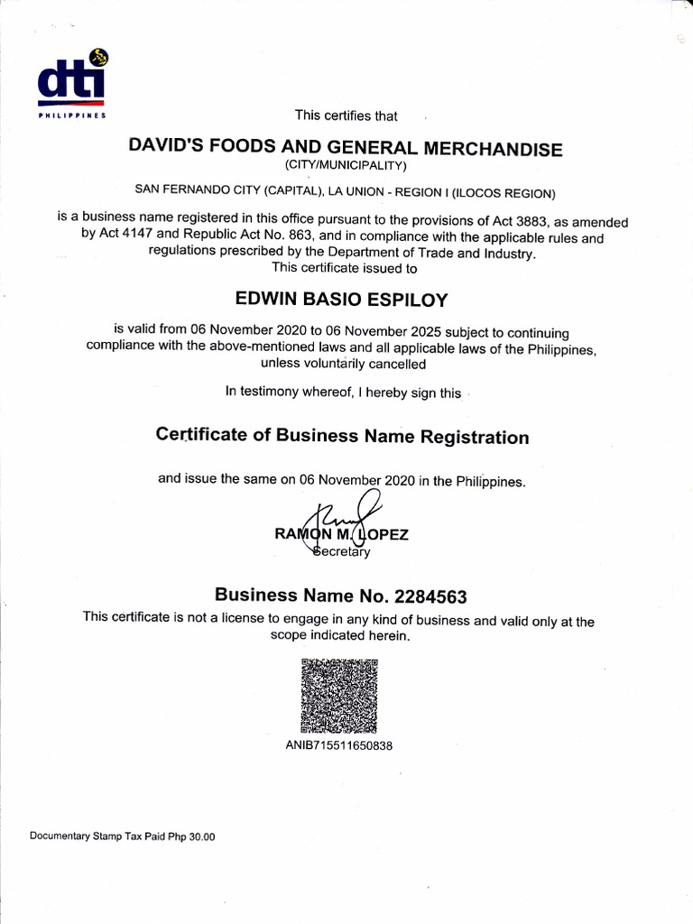 Department of Trade and Industry National Business Certificate | PDF
