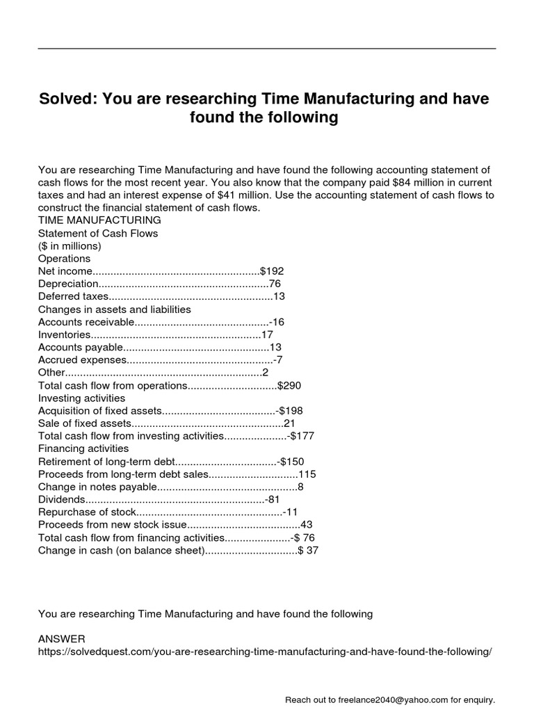 You Are Researching Time Manufacturing and Have Found The Following | PDF