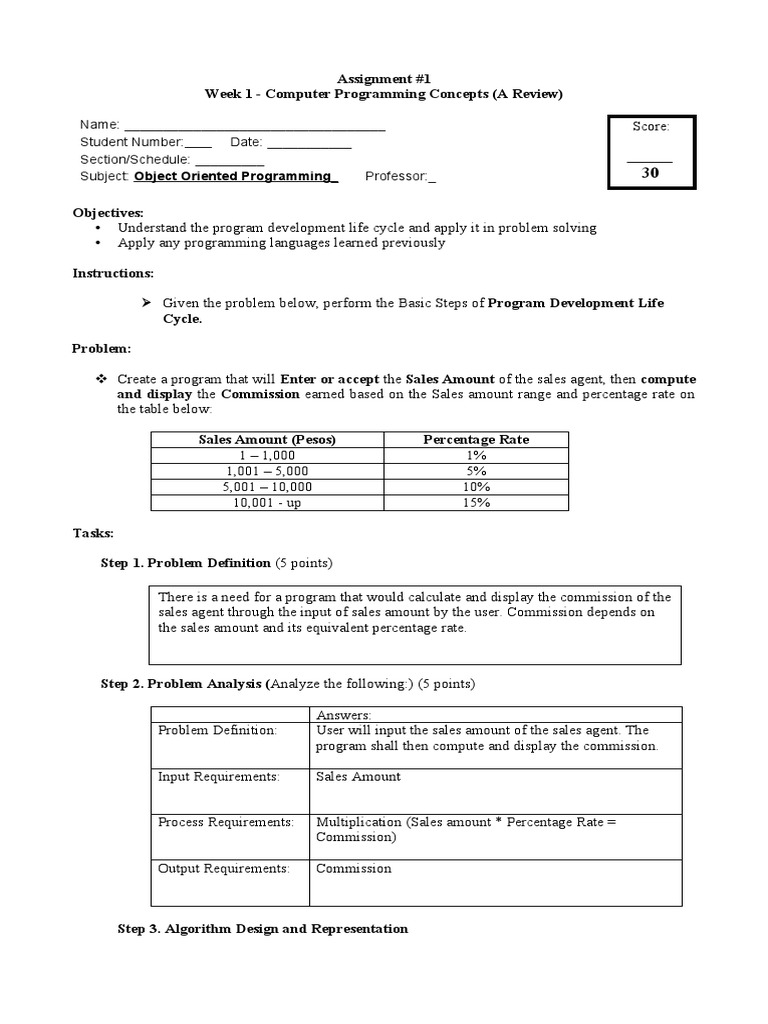 OOP - Week 1 - Assigment 1 | PDF | Computer Program | Programming
