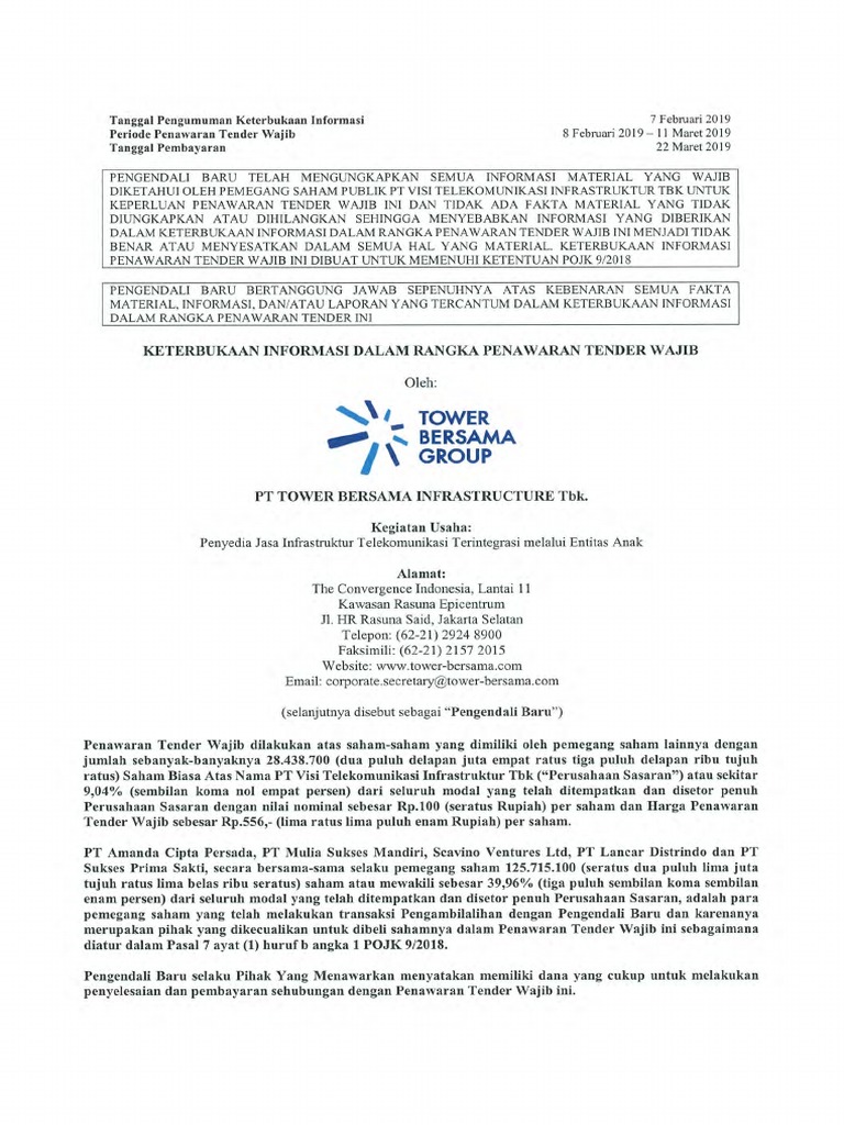 TBG Tender Offer | PDF