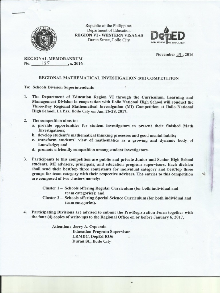 Mathematical Investigation Format (DEPED) | PDF