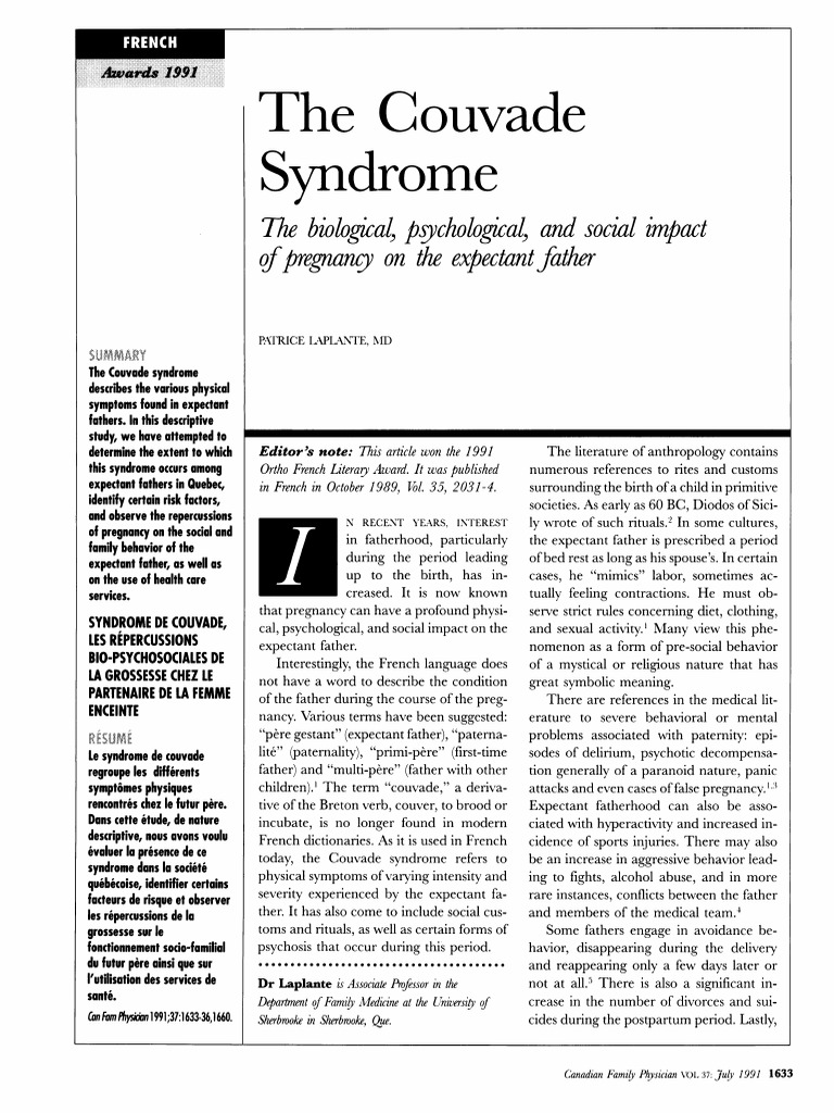 The Couvade Syndrome: 7he Pbychological | Download Free PDF | Father ...