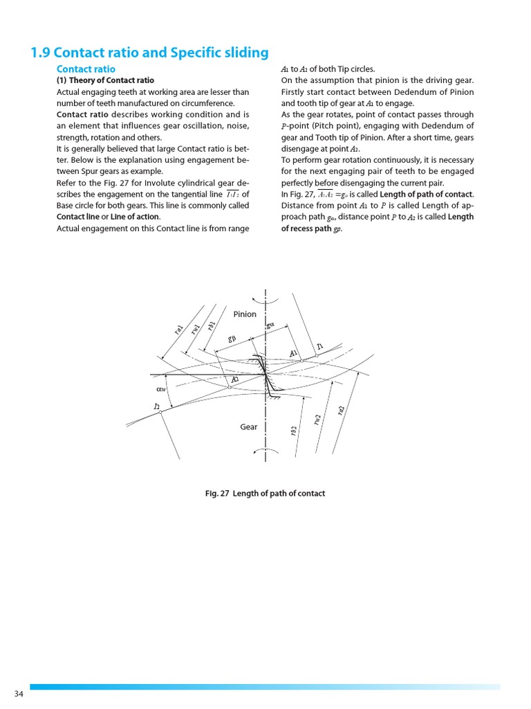 1.9 Contact Ratio and Specific Sliding | PDF | Gear | Kinematics