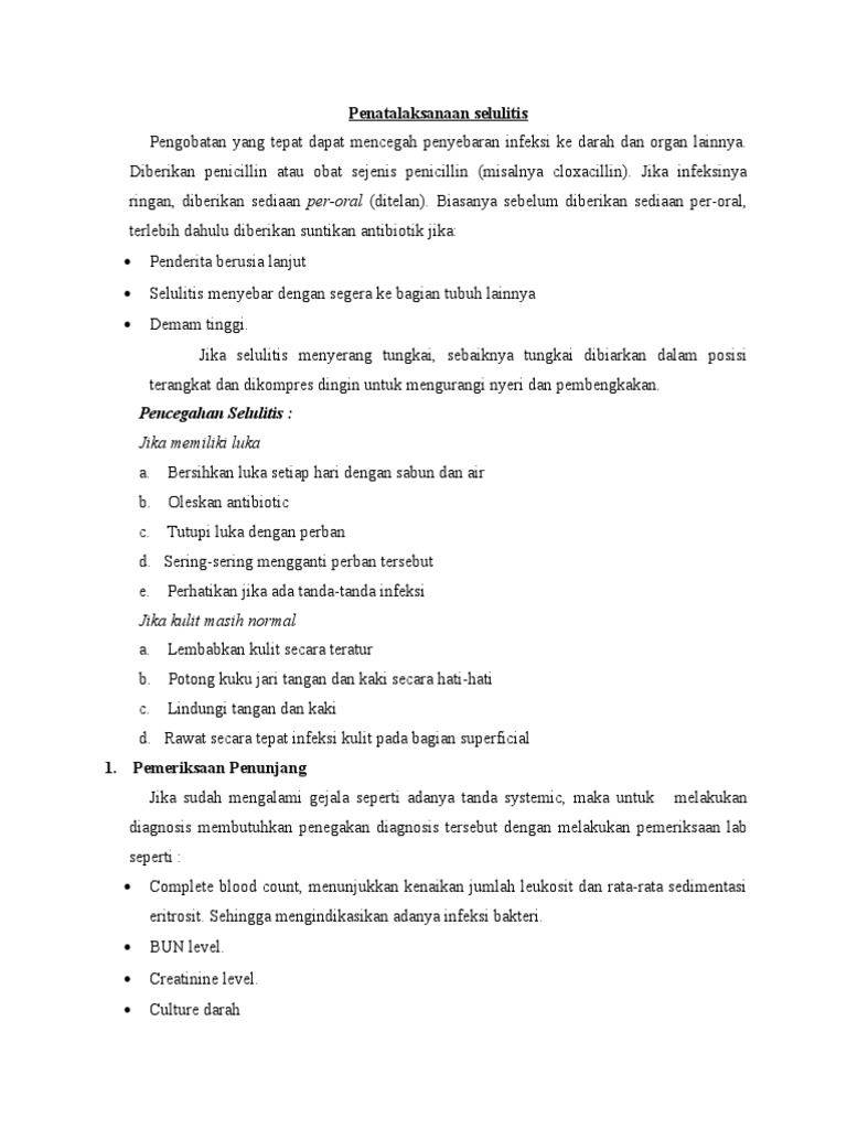Penatalaksanaan Selulitis | PDF
