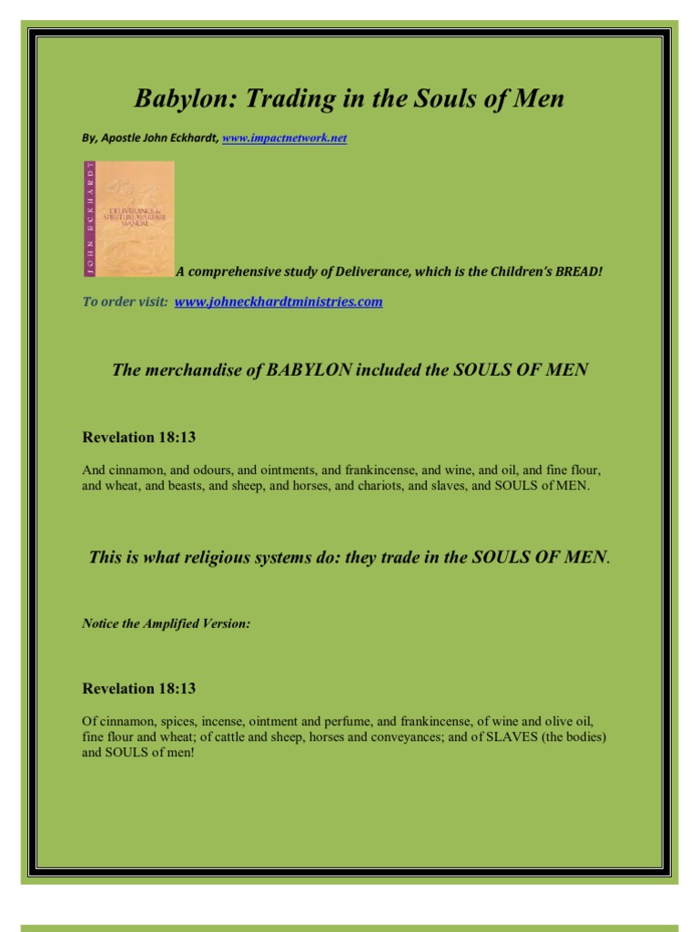 Babylon Trading in The Souls of Men | PDF